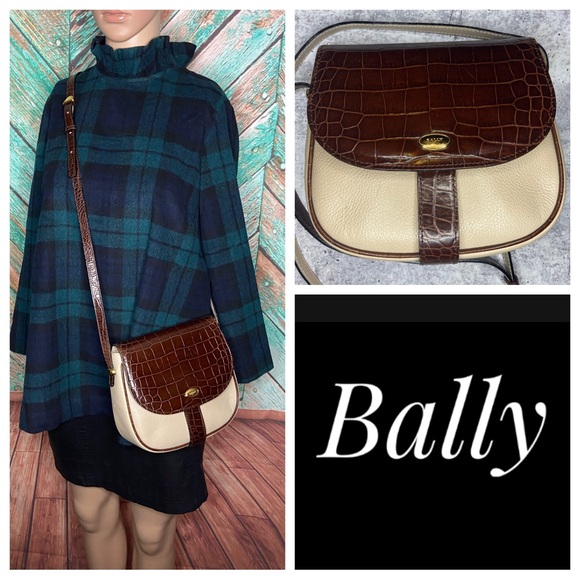 Bally | Bags | Vintage Bally Leather Cream Croc Gold Hardware Crossbody Bag | Poshmark